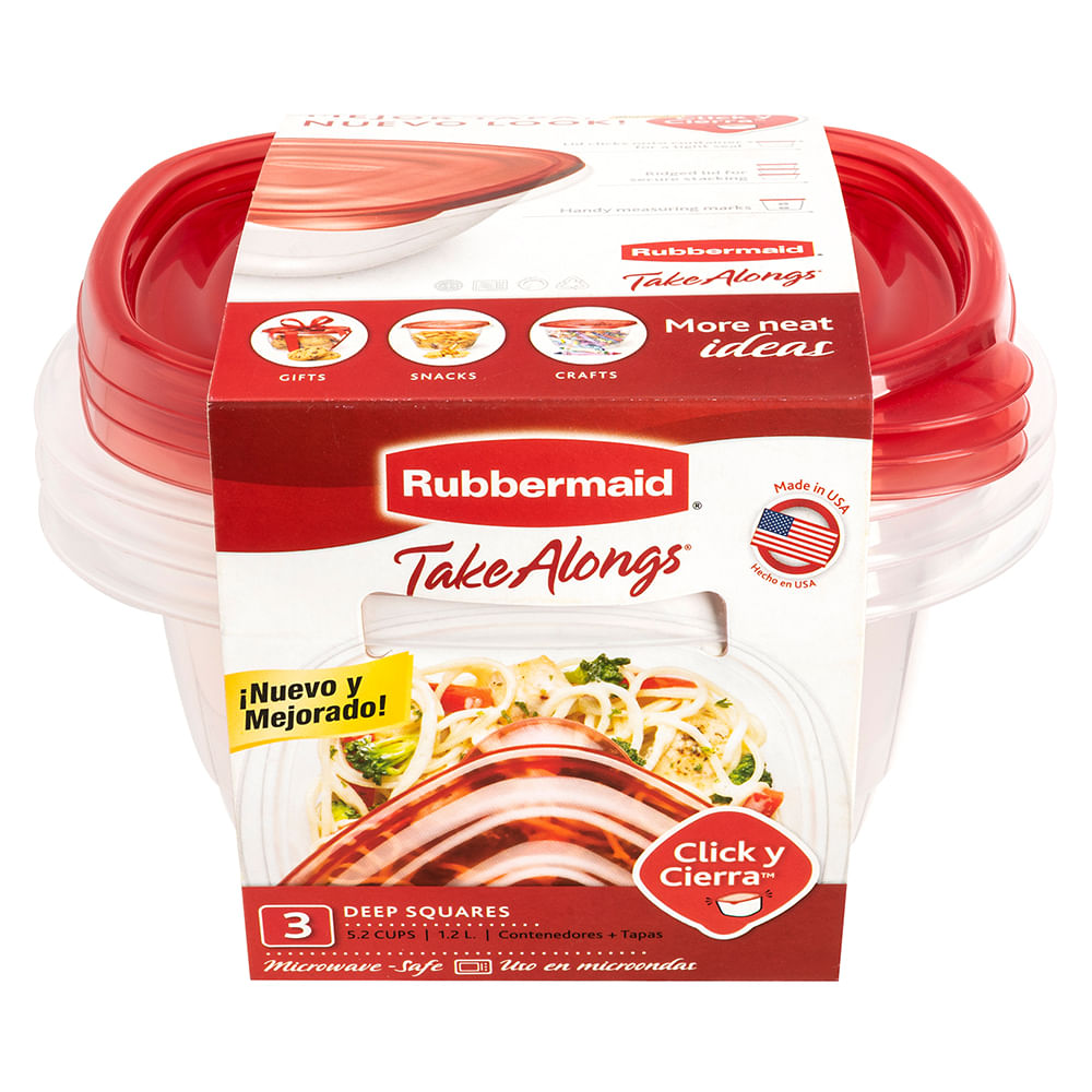 Pack 3 Herméticos Rubbermaid Take Alongs Cuadrado 1,2lts