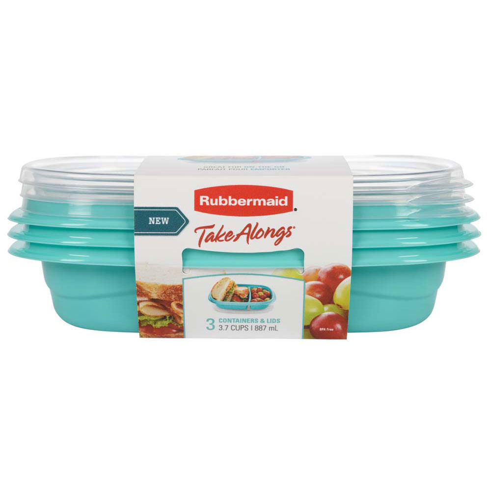 Pack 3 Herméticos Rubbermaid Take Alongs Snack To Go Rectangular 887ml