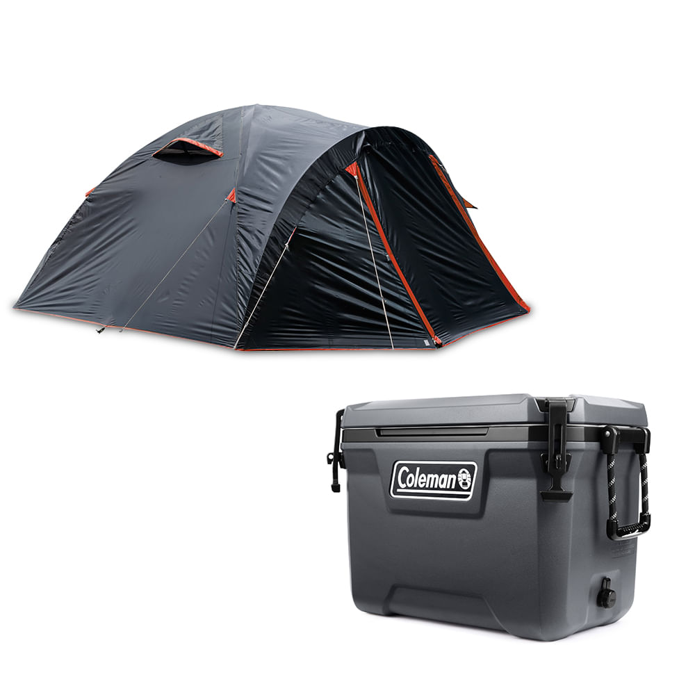 Kit Carpa domo Coleman Atacama 4P y Cooler Convoy 55qts/52lts gris ...