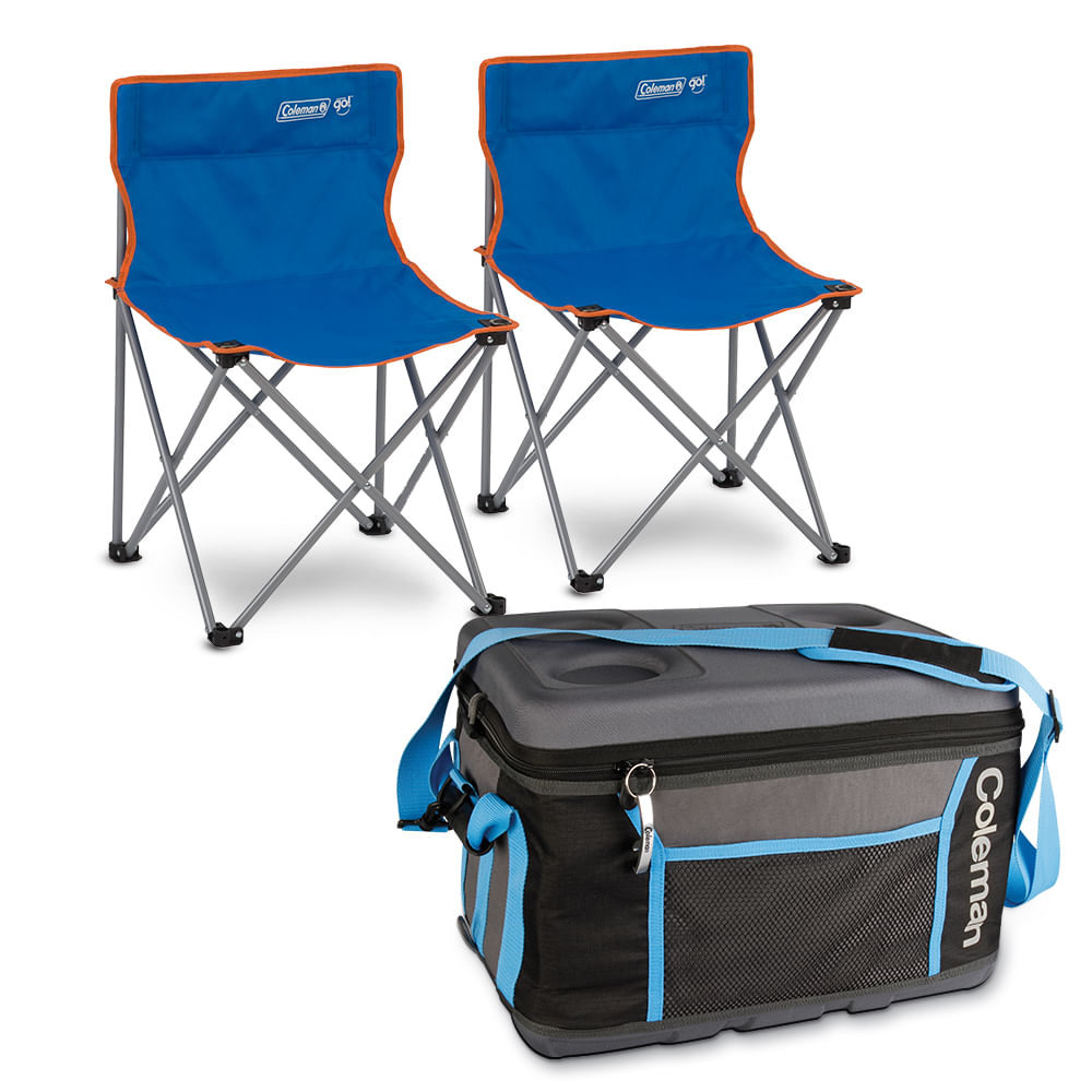 Kit Soft cooler Coleman plegable 45 latas negro y 2 Coleman® Silla ...