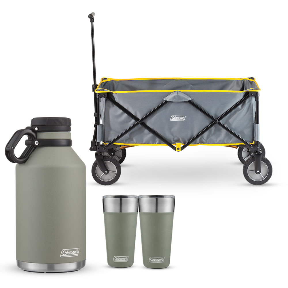 Kit Carro Camping Coleman, Botellon Coleman Growler 1900 ml y 2 Vasos ...
