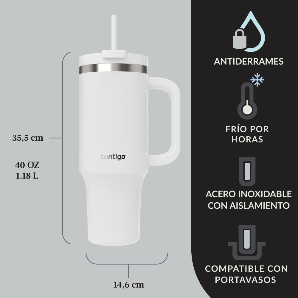 Vaso térmico Contigo® Streeterville 1.18 Lts, color blanco