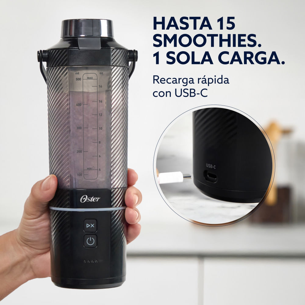 Oster Licuadora Portátil, GoMAX, 590 ml de Capacidad, para Smoothies, Negro, BLSTGFP-B20-000 ...